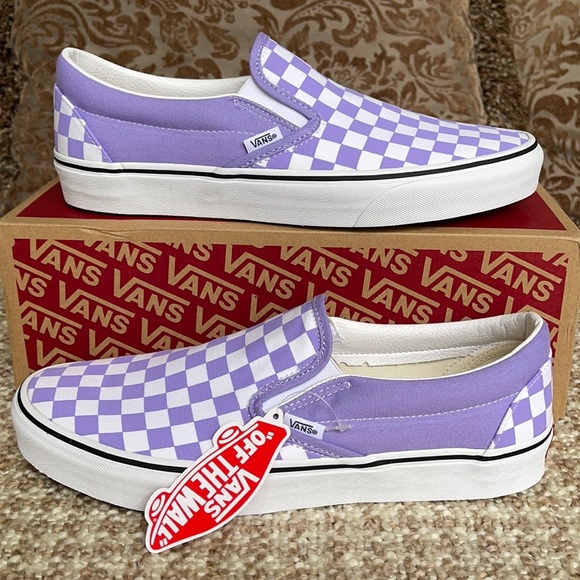 Vans | Shoes | Vans Classic Slip On Checkerboard Violet Tulip Men ...